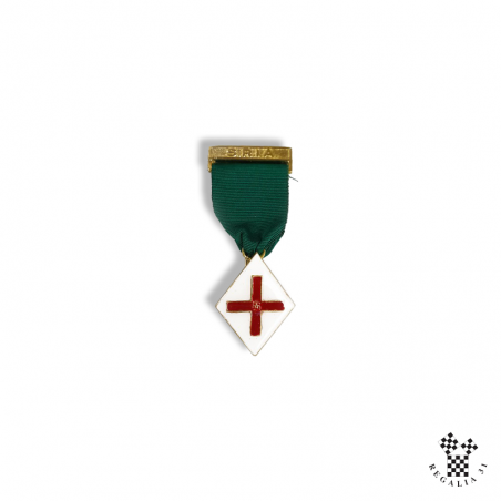 Bijou de poitrine I°Ordre SRIA, losange laiton doré émaillé, ruban vert ...