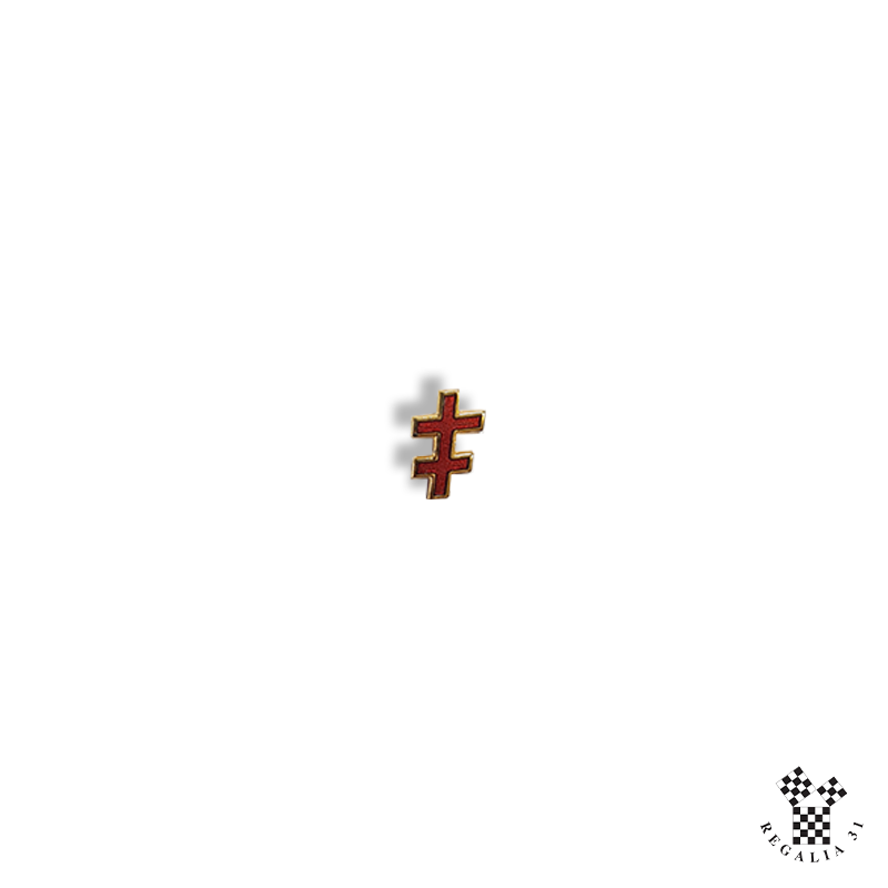 Epinglette S.G.I.G. 33º REAA, croix patriarcale simple, émail rouge ...